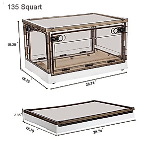 haomsj Stackable Storage Bins Collapsible Closet Organizer Clear Box Large Cube Plastic Container with Handles & Wheels, 2 Ways to Open for Playroom, Home and Camping Cabinet (135Quarts, White)