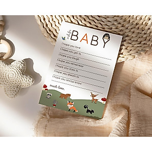 Woodland Wishes for Baby, 20 Pack – Cute Words of Wisdom for Babies, Neutral Baby Shower Game Planning, Guest Book Alternative, Parents Keepsake Activity, Wishing Well Birthday Ideas