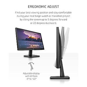 HP V222vb FHD Monitor, 1080p VA Display, 75Hz Refresh Rate, 21.5-inch Computer Screen, TÜV Certified Low Blue Light Mode, Ergonomic Tilt, 3000:1 Contrast Ratio, HDMI & VGA Ports, VESA Mounting (2021)