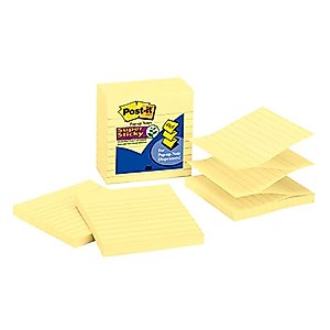 Post-it Super Sticky Pop-up Notes, 4 in x 4 in, 5 Pads, 2x the Sticking Power, Canary Yellow, Recyclable (R440-YWSS)