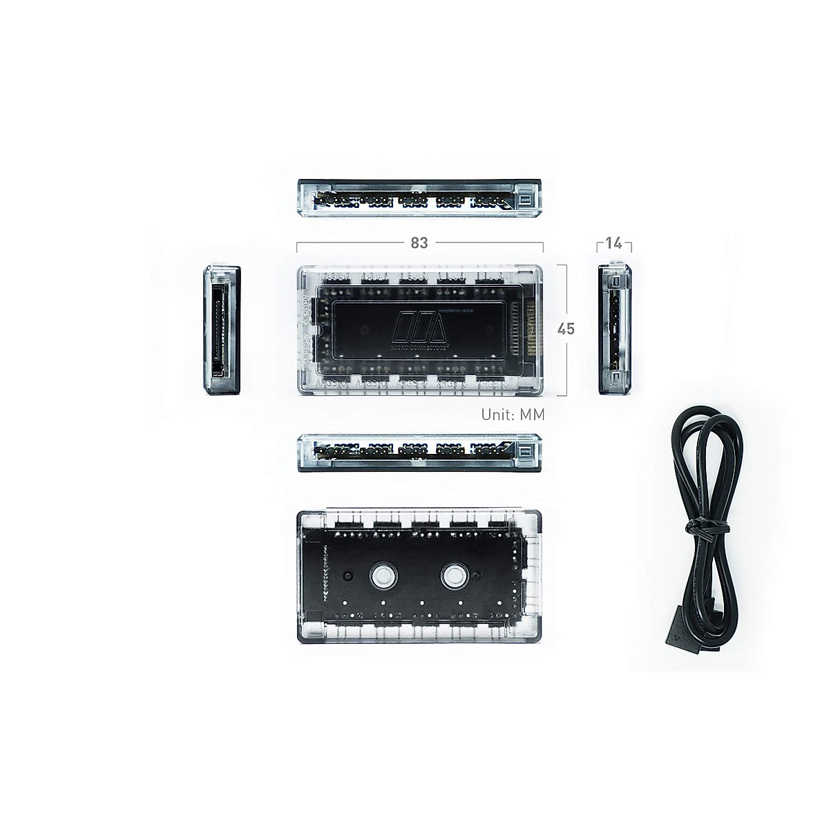 MICRO CONNECTORS 11-Port ARGB Splitter Hub for Fan and Light (S08-12ARGB)