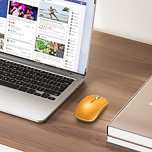 JOYACCESS J 2.4G Wireless Mouse Soft Click, Silent Travel Wireless Mouse for Laptop, 3200 DPI, 5 Adjustment Levels, Computer Mouse Wireless for Chromebook, Mac, PC, Notebook - Orange