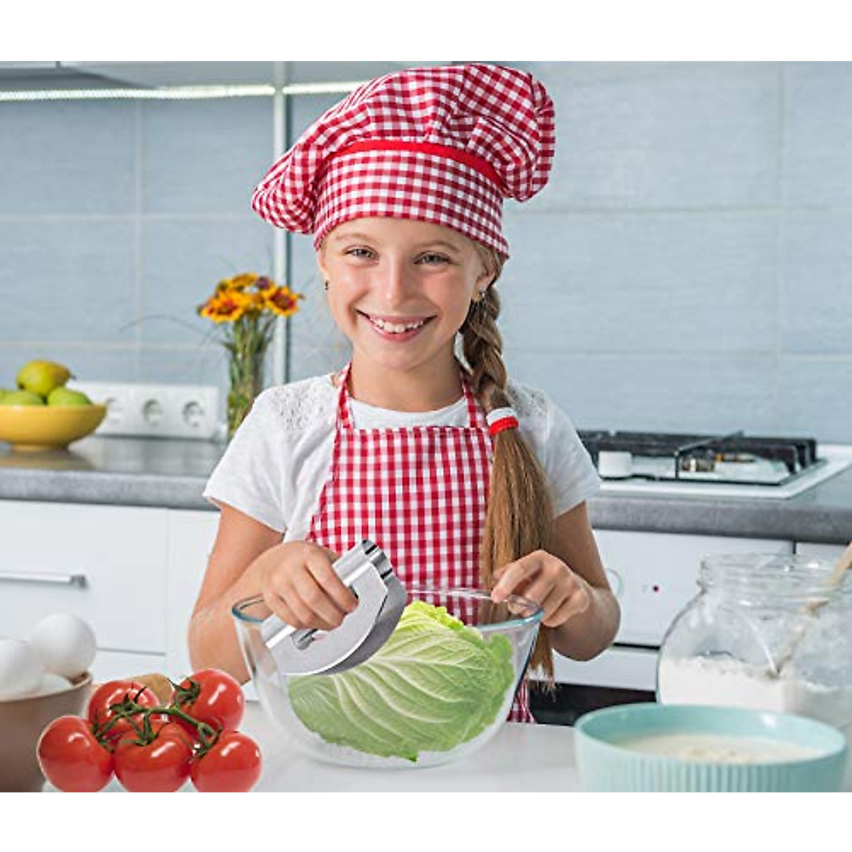 Latauar Mezzaluna Chopper - Double Bladed Salad Chopper with Blade Covers - Stainless Steel Mincing Knife -Rocker Knife - Premium Salad Chopper Knife for Home and Restaurant. Dishwasher Safe.