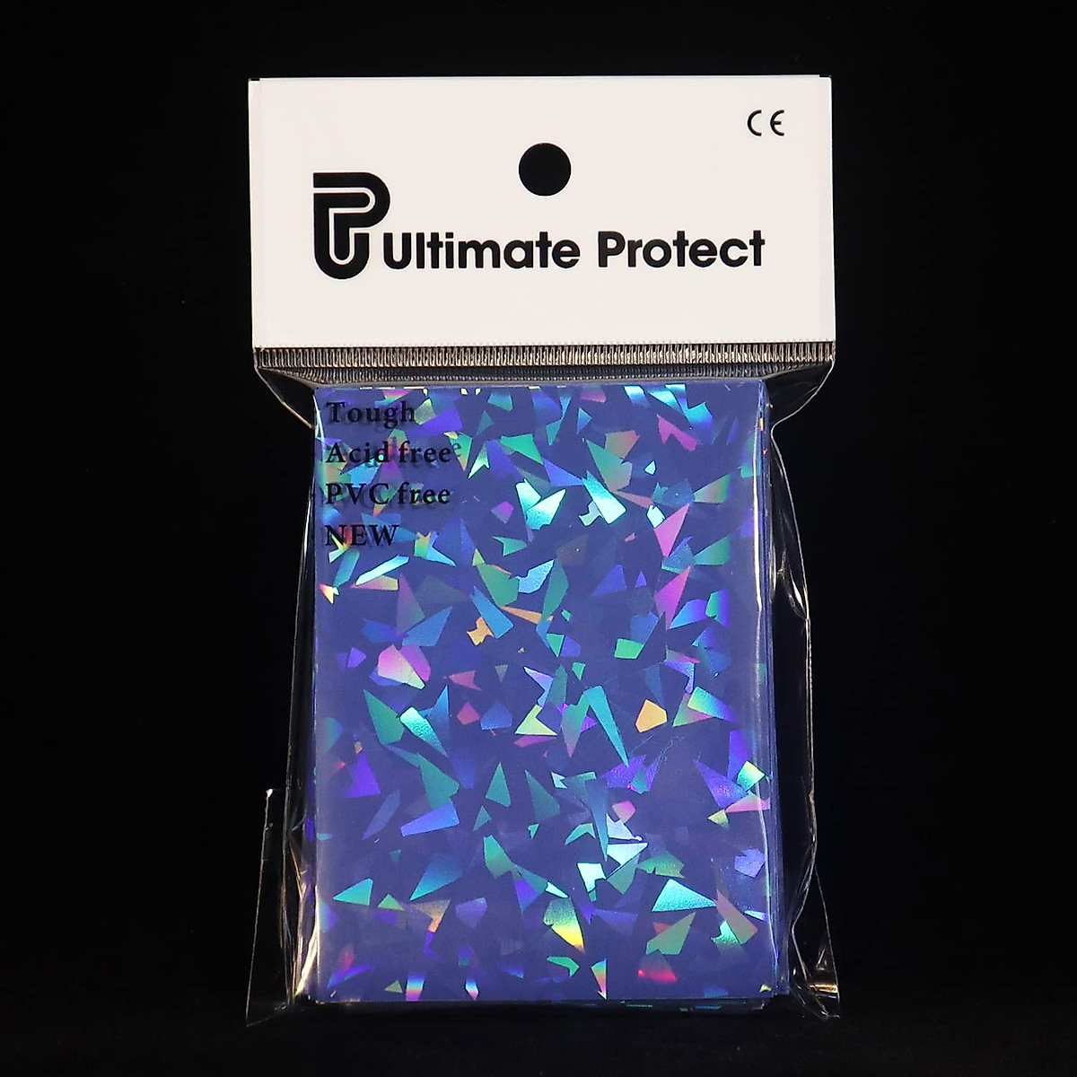 50PCS Premium GEM Laser Shinny Outer Matte Holographic Card Sleeves Holo Card Cover Standard Size Shiny Foil Trading Card Sleeve Kpop Photo Cards Protector 66x91mm Suitable in Binders (Blue)