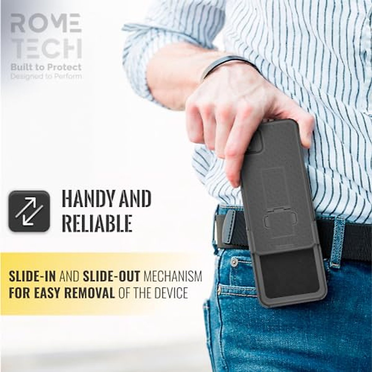 Rome Tech Holster Case with Belt Clip for Google Pixel 7 - GVU6C GQML3 - Slim Heavy Duty Shell Holster Combo - Rugged Phone Cover with Kickstand Compatible with Pixel 7 - Black