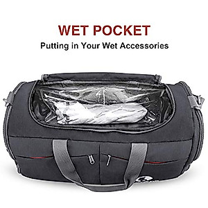 Canway Sports Gym Bag, Travel Duffel bag with Wet Pocket & Shoes Compartment for men women, 45L, Lightweight