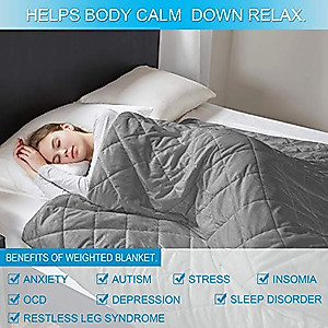 downluxe Weighted Blanket for Adult (15 lbs, 48"x72", Grey) - 400TC Egyptian Cotton Material Heavy Blankets with Premium Glass Beads