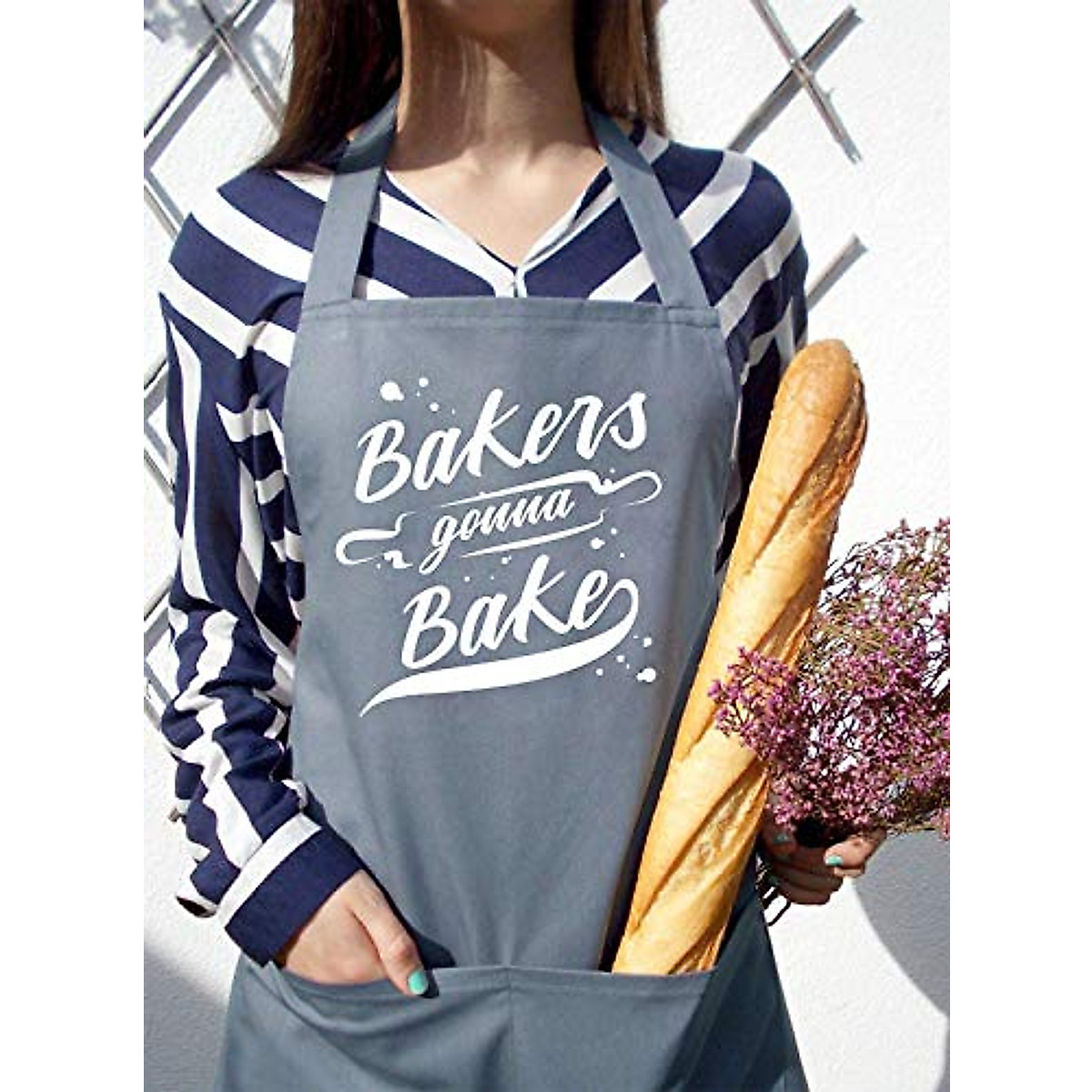 Saukore Funny Baking Aprons for Women Men, Cute Baking Gifts for Bakers, Kitchen Cooking Apron with 2 Pockets - Birthday Housewarming Mother's Day Gifts for Mom Wife Husband Dad Son Sister