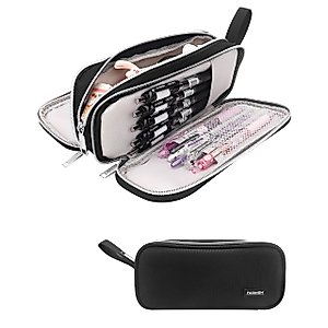 Large Capacity Pencil Case, Expandable Zipper Pencil Pouches, 3 Compartments Canvas Pencil Box, Cute Pencil Pouch, Ortable Stationery Pen Bag for Work And Study