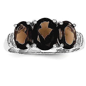 IceCarats 925 Sterling Silver 3 Stone Brown Smoky Quartz Diamond Ring Gemstone Band Size 7