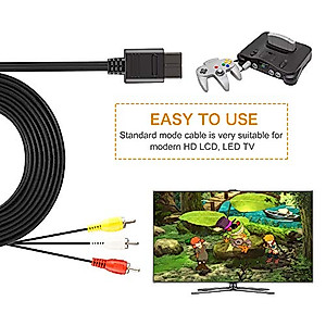 2 Pack 6Ft AV Cable N64 AV Cable Composite Retro Audio Video Standard Cord for Nintendo 64 TV Game/SNES/Gamecube/GC