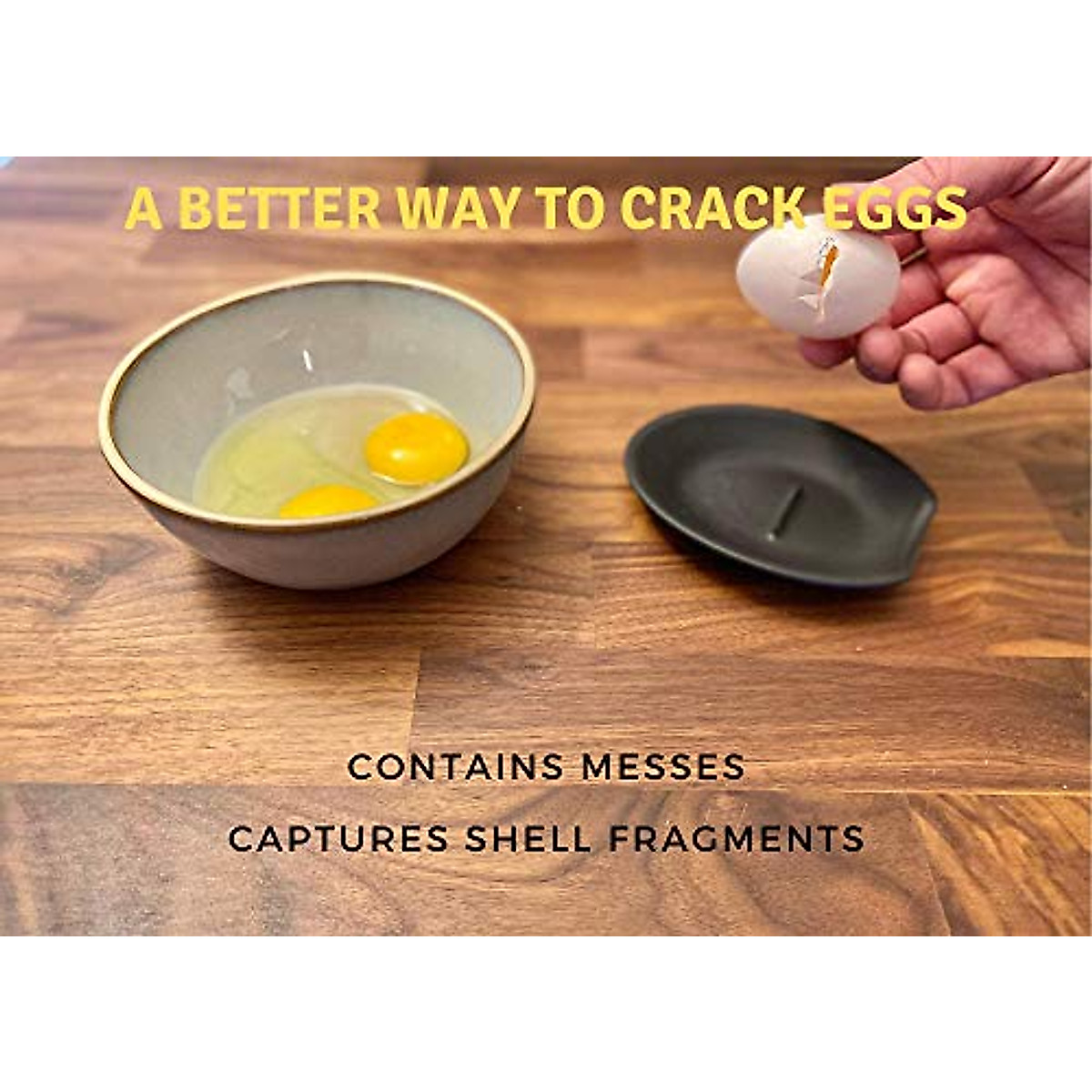 Crack'em Egg Cracker & Spoon Rest (Cobalt Blue) - Perfectly Cracks Eggs & Contains Messes - Easy to Use & Clean - Great for Kids - Prevents Broken Yolks