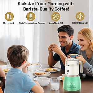 Secura Detachable Milk Frother and Steamer, 17oz Electric Milk Warmer 4-in-1 Hot/Cold Foam Maker for Latte, Macchiato, Hot Chocolate, Glass Milk Jug Dishwasher Safe (Green)