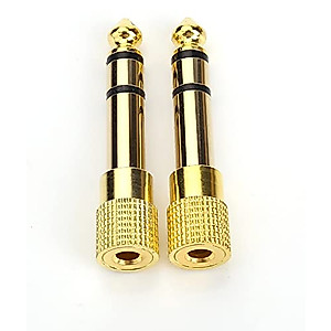 Devinal Professional 6.35mm 1/4 inch Plug to 3.5mm 1/8 inch Jack Gold Plated TRS AUX Stereo Audio Headphone Jack Adapter Converter Connector(2 Pack)