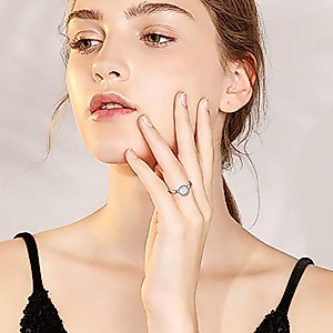 EVER FAITH 925 Sterling Silver Daily Dainty Finger Accessory Prong Setting Round White Opal Adjustable Cuff Ring