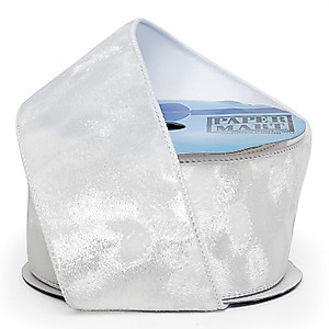 2 1/2" X 10 Yards Brushed Velvet Wired Ribbon,White, Roll 1