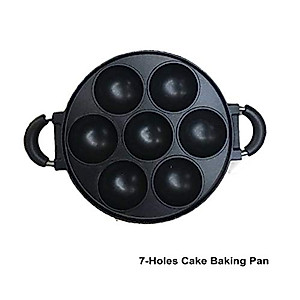 Dsxnklnd 7-Hole Cake Cooking Pan Cast Iron Omelette Pan Non-Stick Cooking Pot