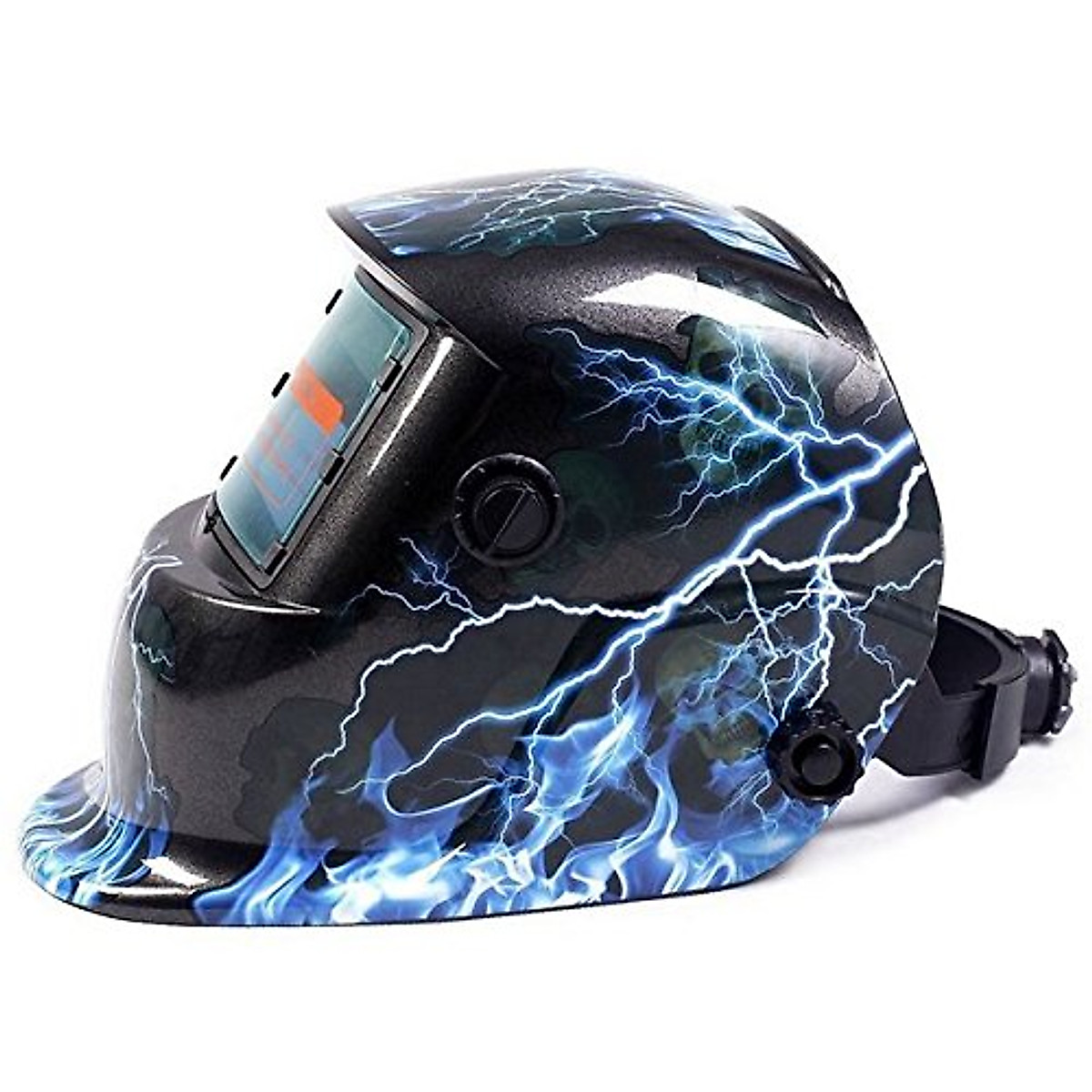 UOBEKETO Solar Auto Darkening Solar Welding Helmet Arc Tig Mig Mask Weld Welder Lens Grinding Mask with Adjustable Shade Range (lightning)