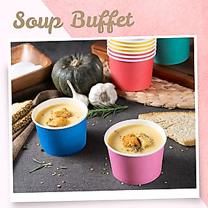 MATICAN Paper Ice Cream Cups, 50-Pack 9-oz Disposable Dessert Bowls for Hot and Cold, 9-ounce, Hot Pink, Baby Pink, Mint, Yellow, Blue