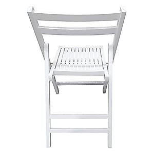 CARBRO Furniture Slatted Wood Folding Special Event Chair - White Set of 4 Folding Chair Foldable Style,White