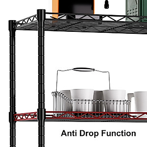 Txxplv 5-Tier Storage Shelves Wire Shelving Unit Adjustable Metal Shelf Organizer Unit for Kitchen Laundry Garage (Black)