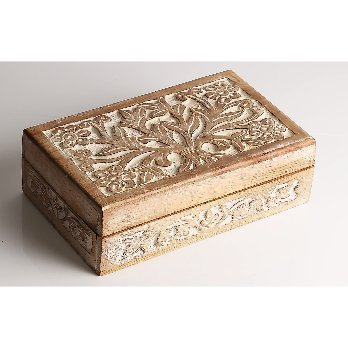 ARTISENIA Father's Day Gifts Wooden Whitewash Tree of Life Decorative Jewelry Trinket Box Storage Organizer Deck with Inner Velvet Chest Organizer Tarot Card Decks Unique Gift Ideas Girls Women