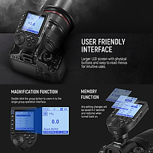 NEEWER Upgraded QPRO-C TTL Wireless Flash Trigger Compatible with Canon 1/8000s HSS Large Screen Slanted Design 5 Group 9 Customizable Functions for Q4 Q3 Z2 Z1 Z760 NW760 S101-300W PRO/400W PRO