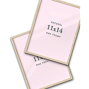 iHery 11x14 Picture Frame, 27.5x35cm Truly OAK Wood Logs Photo Frames TikTok for 11x14in Trendy Wall Art Prints Poster,Minimalistic Design Narrow Natural Beige Oak Wood Border 2Pack