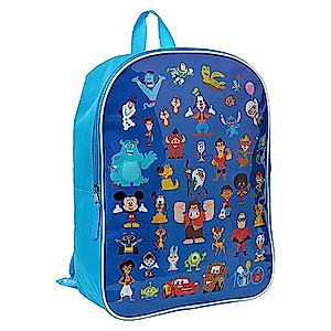 Disney 100 15" Backpack Donald Goofy Woody Sully Dug Aladdin Peter Pan Kids Blue