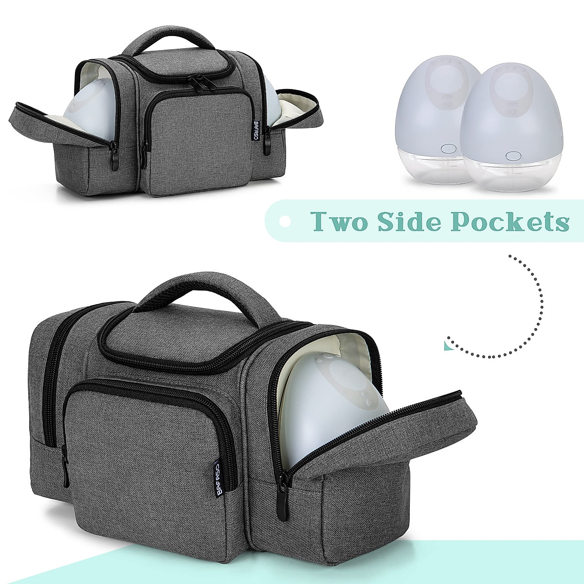 BAFASO Wearable Breast Pump Bag Compatible with Elvie Breast Pump or Momcozy S12 Pro, Tote for Wearable Breast Pump and Extra Parts (Patent Pending), Gray