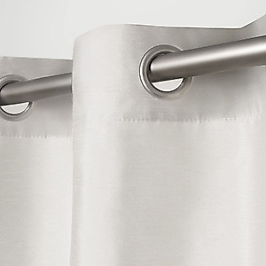 Exclusive Home Chateau Striped Faux Silk Grommet Top Curtain Panel Pair, 54"x84", Dove Grey