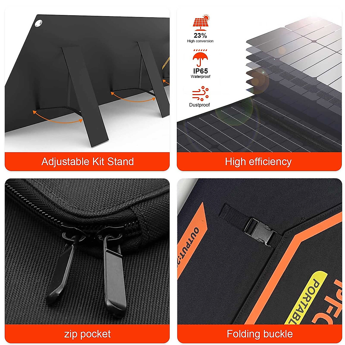 200W Portable Solar Panel for Jackery/BLUETTI/ECOFLOW Power Station, 18V Solar Panel, IP65 Waterproof Solar Panel kit with 2 USB QC + 1 PD + MC4 Output