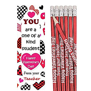 Biblebanz Class Valentines For Classroom You Are One Of A Kind Valentines For Students From Teacher Heart Bookmarks With Red Pencils Valentine's Day Exchanges (24 Sets)
