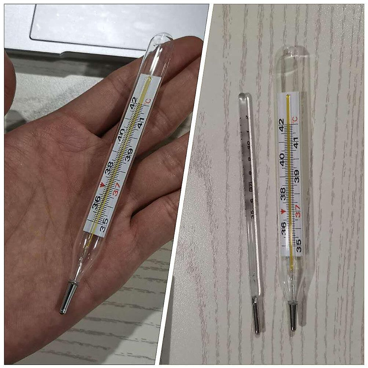 Healeved 4 Pcs Adult Temperature Measurement Glass Oral Temperature Fast Reading Temperature Home Supplies, Easy to Read