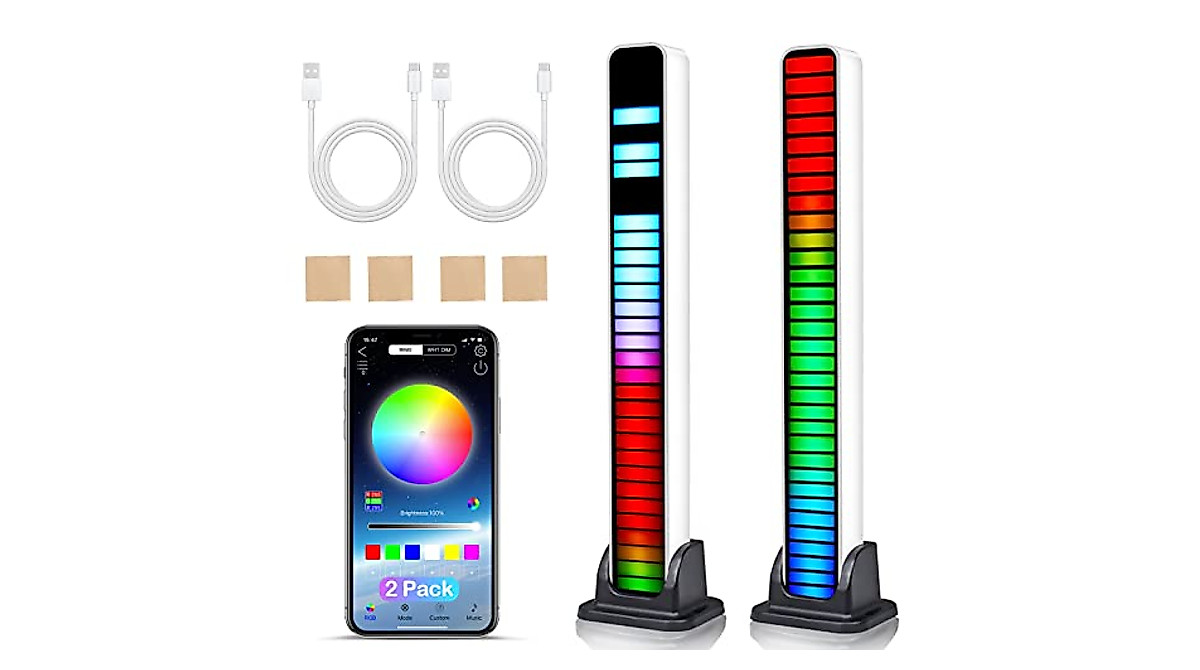 RGB LED Rhythm Lights 2 Pack with Music Sync - Smart App Control