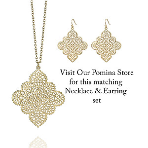 POMINA Floral Celtic Filigree Gold Dangle Drop Earring Boho Fashion Geometirc Filigree Earrings for Women (Worn Gold)