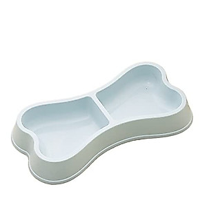 FUUIE Bowls for Food and Water Double-Bowl Feeding Bowl Drinking Device for Pets (Color : Blue, Size : 24X12.5X3.5cm)