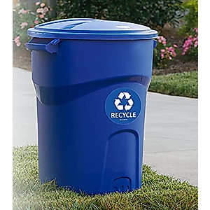IGNIXIA Recycle Stickers for Trash Can 6x6 Inches Large (Pack of 2) Recycle Stickers for Recycle Bins Waterproof UV Protected Recycling Stickers for Trash Can Indoor & Outdoor (Blue)