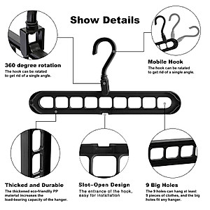 HEYHOUSE Closet Organizers and Storage,College Dorm Room Essentials,Pack of 10 Multifunctional Organizer Magic Space Saving Hangers with 9 Holes Storage Organization for Wardrobe Closet