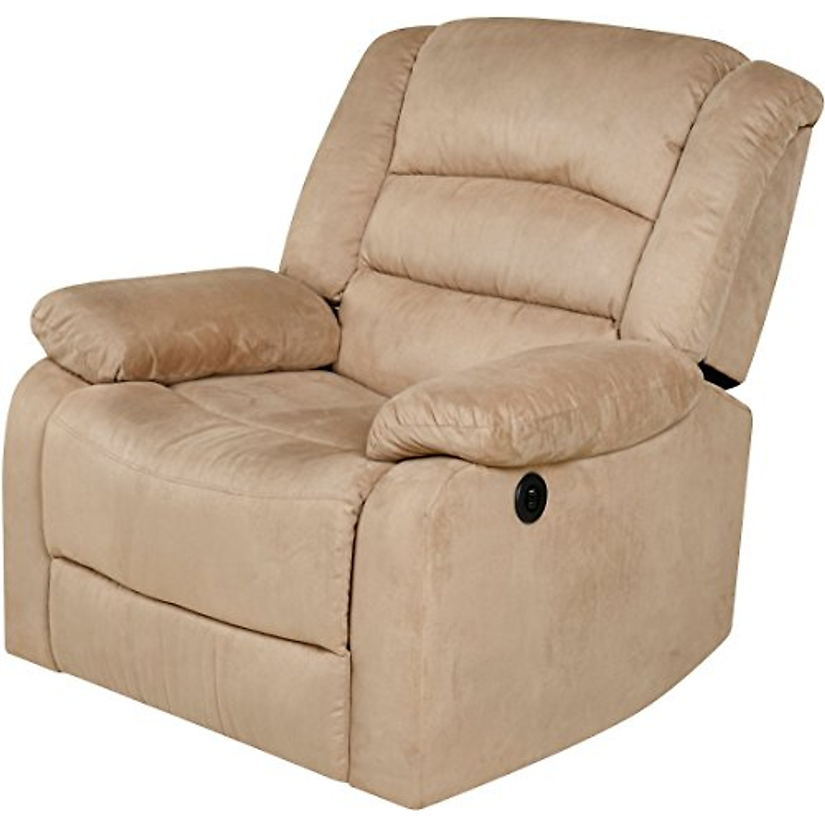 Relaxzen Longstreet Rocker Recliner with Massage, Heat and Dual USB Ports,Microfiber, Beige