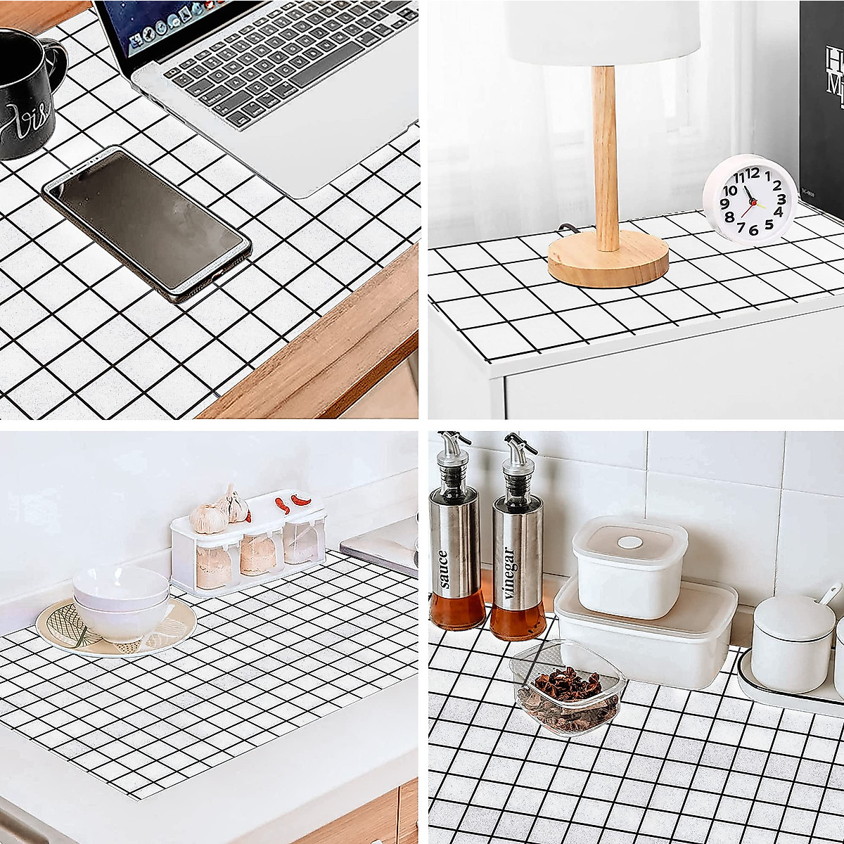 POTTIIS Shelf Liner Non-Adhesive EVA Cabinet-Drawer-Liners - 2 Roll Waterproof Kitchen Fridge Pad and Refrigerator Mat, Non-Slip Can be Cut Placemats, Size 17''×78.7''（White）