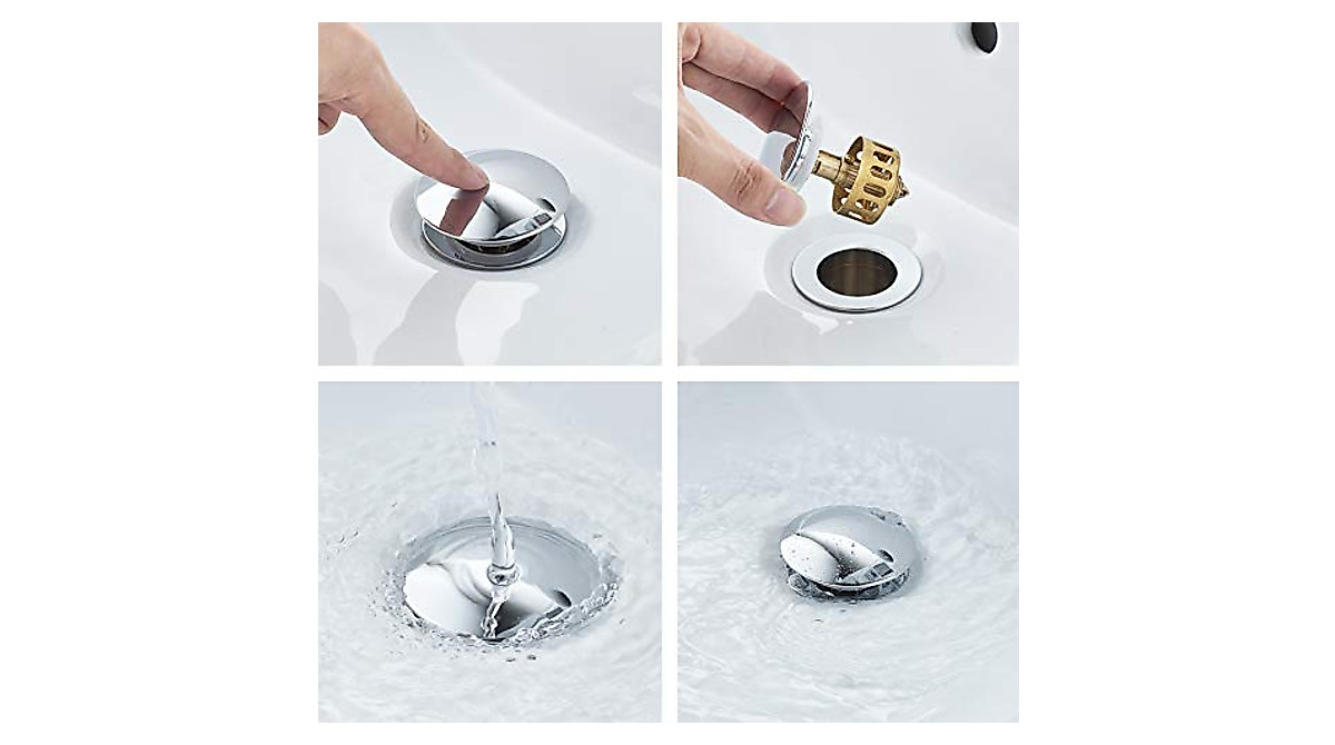 VOTON Chrome Bathroom Sink Drain with Detachable Strainer | Easy Install