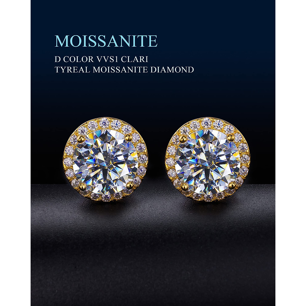 S925 Sterling Silver Moissanite Diamond Stud Earrings For Women Men, 0.5ct- 2ct D Color Vvs1 Clarity Moissanite Stud Earrings For Men Women Hypoallergenic ,4ct/Pair（2ct*2 ）, Moissanite