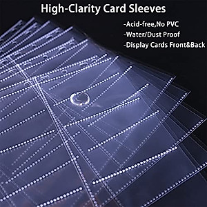 30 Pack 540 Pockets Trading Card Sleeves, Double-Sided 9 Pocket Page Protector, Ultra-Transparent Card Sheets for 3 Ring Binder, Card Sleeves for Cards, Baseball Cards