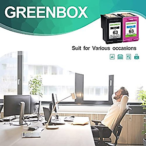 GREENBOX Remanufactured Ink Cartridge Replacement for HP 63 63 to use with OfficeJet 3830 Envy 4512 4520 Officejet 4650 5255 Deskjet 1112 3634 3632 3639 Printer (1 Black 1 Color)