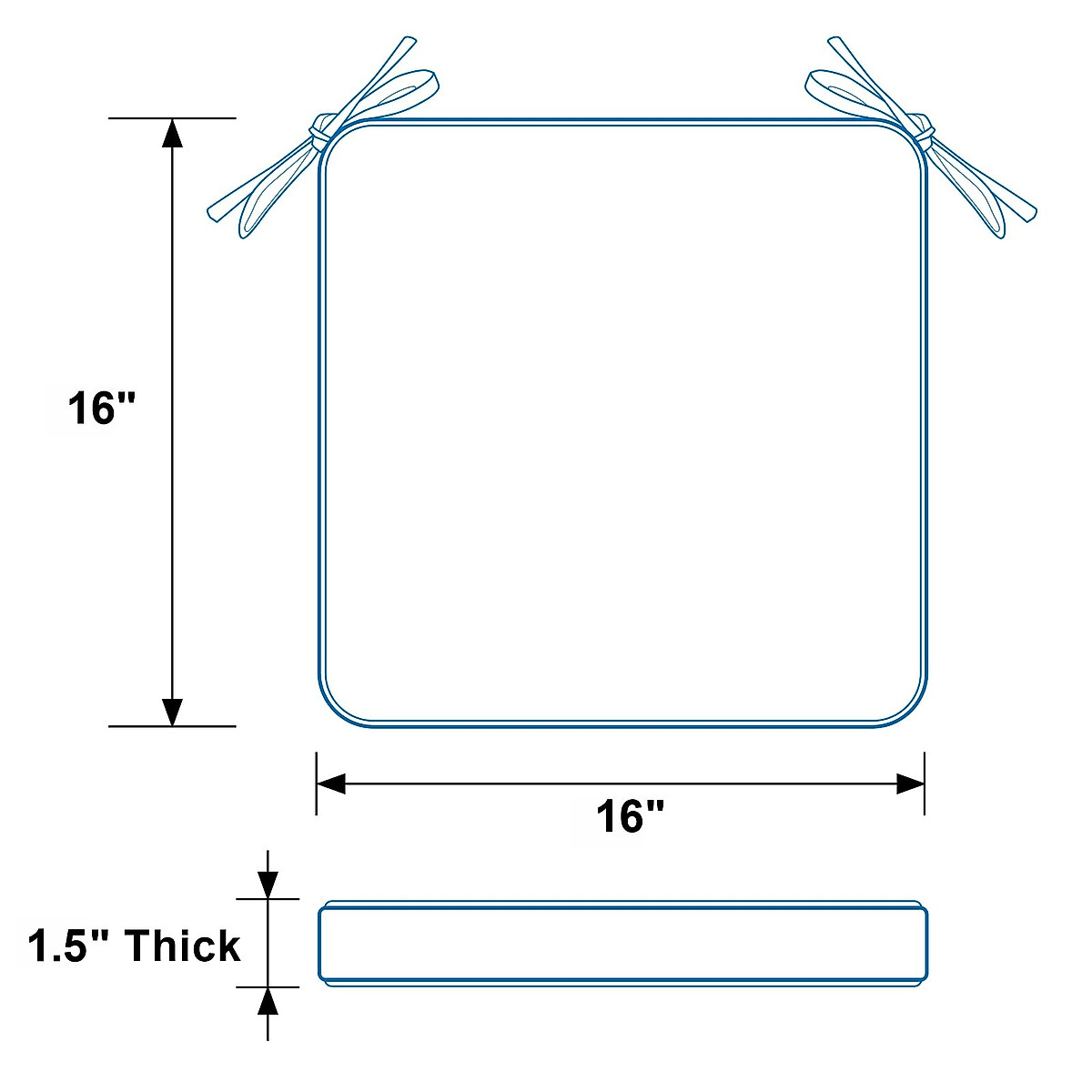 GUEGLSA Outdoor Indoor Waterproof Seat Cushions,16x16 Inches Patio Chair Cushion with Ties,Machine Washable Seat Pad for Home Garden Kitchen Dining Office Chair,Set of 2, Red