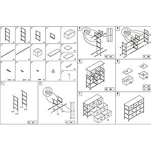 AZL1 Life Concept Storage Organizer 7-Drawer Closet Shelves, Sturdy Steel Frame Wood Top with Easy Pull Fabric Bins for Clothing, Light Grey