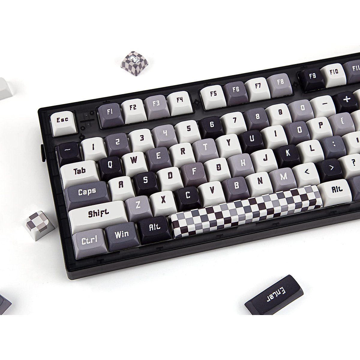 Custom Keycaps 130 Keys Set - XDA Profile Keycaps - PBT Keycaps & Dye Sublimation Key Cap - Compatible with 60%, 75%, 80%, 85%,100% ANSI Layout Gaming Mechanical Keyboard (Checkerboard)