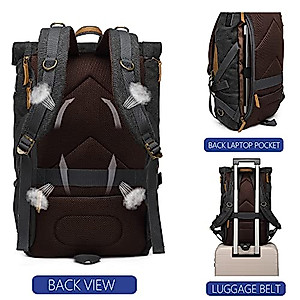 SUOVOCK travel backpack, carry on backpack, backpack for college, 14-17 inch laptop backpack, backpack with usb charging port(canvas)