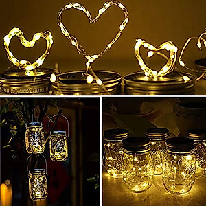 ostritec Solar Mason Jar Lights Lids, 12 Pack 30 Led Fairy Lights(Jars Not Included), Outdoor Hanging Mason Jar Solar Lights, Fairy in a Jar Solar Firefly Lights for Patio Garden Table Decor